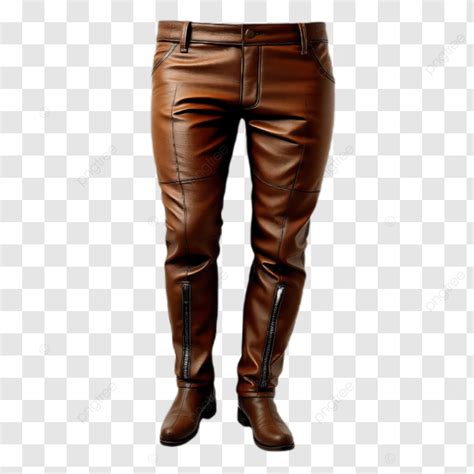 بنطال جلدي بني بقصة ضيقة وتفاصيل سحاب نمط دراجة نارية أزياء التصوير