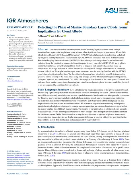 Pdf Detecting The Phase Of Marine Boundary Layer Clouds Some Implications For Cloud Albedo