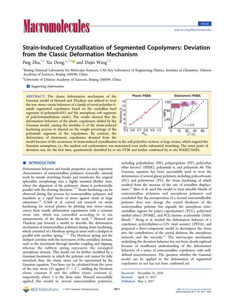 Pdf Strain Induced Crystallization Of Segmented Copolymers Deviation