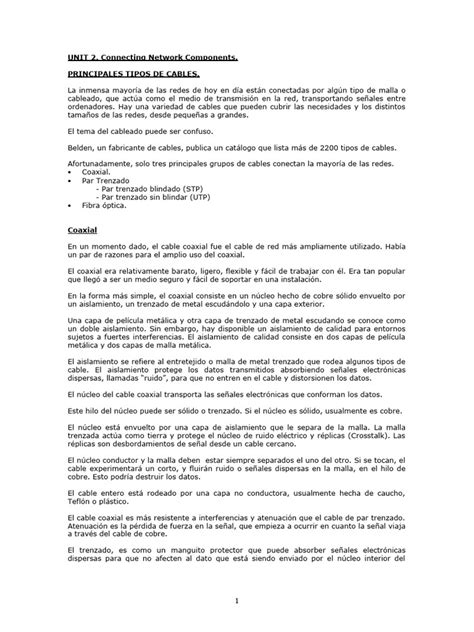 Unit 2 Connecting Network Components Pdf Cable Coaxial Red De