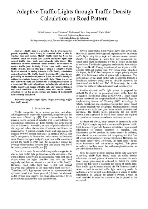 Pdf Adaptive Traffic Lights Through Traffic Density Calculation On