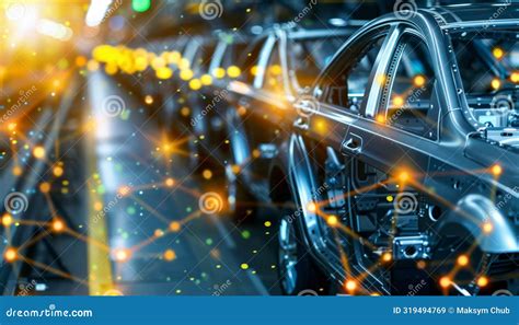 Robotic Arms In A Modern Automated Factory Production Line For Efficient Manufacturing Stock