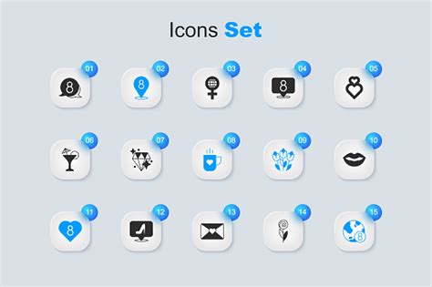 세트 플라워 다이아몬드 3월 8일 하트와 함께 세계 여성의 날 웃는 입술 말풍선 커피 컵과 하트 아이콘 벡터 3월에 대한 스톡 벡터 아트 및 기타 이미지 Istock