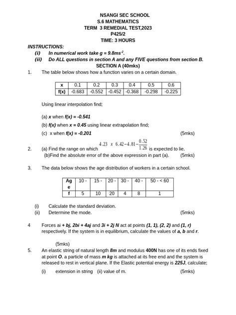 S6 Math 2 Pdf Interpolation Numerical Analysis
