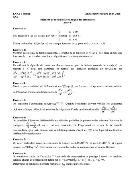 Dynamique Des Structures S6 Pdf