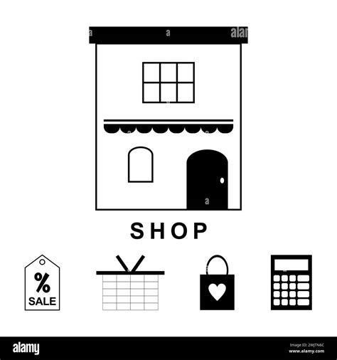 Store Building Design Store Icons Set Shopping Icon Set Online Shopping Store Promotion And