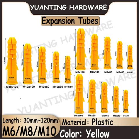 벽 플라스틱 앵커 볼트 확장 파이프 태핑 나사 기둥 콘크리트 벽 플러그 프레임 고정 튜브용 M6 M8 M10 10 개 100 개 Aliexpress