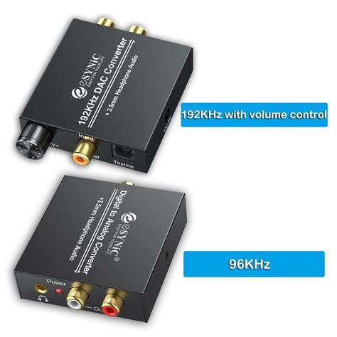 Esynic 192khz 96khz Dac 변환기 디지털 동축 Spdif Toslink 아날로그 Rca Rl 35mm