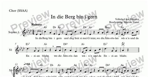 In Die Berg Bin I Gern Choirssaascore And Parts Download Pdf File