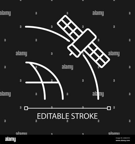 Geostationary Satellite White Linear Icon For Dark Theme Stock Vector