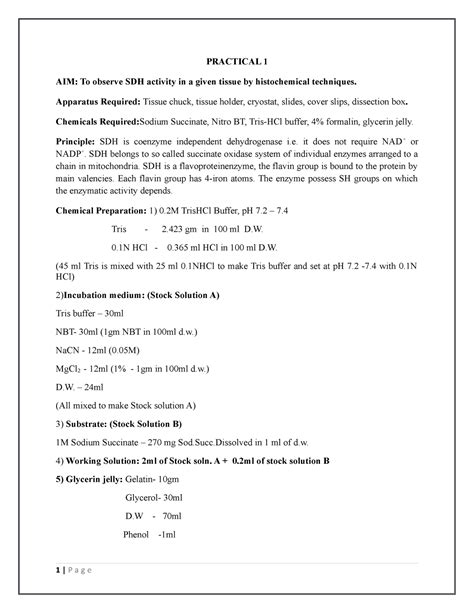 Practical Sdh Ldh Biology Lecture Notes And Handout Practical 1 Aim To Observe Sdh Activity
