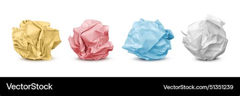 Crumpled Paper Balls In Row Failed Idea On Note Vector Image