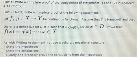 Solved Part 1 Write A Complete Proof Of The Equivalence Of