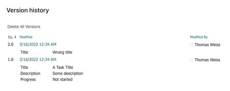 How To Undo An Accidental Change In A Project Task List SharePoint 2019 SharePoint Stack