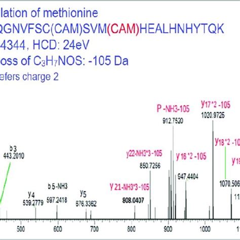 Tandem Mass Spectra Of Triply Charged Peptide Ion With Methionine Download Scientific Diagram