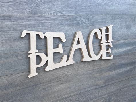 Teach Peace Sign Peace Sign Wall Art Peace Love Sign Wood Cut Out