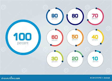Circle Chart Graph Flat Design Percentage Templates Set Stock Vector