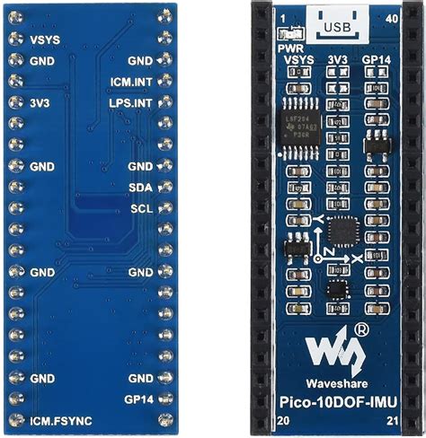 Waveshare 10 Dof Imu Sensor Module For Raspberry Pi Pico Incorporates 9 Axis Motion Sensor