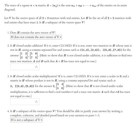 Solved The Trace Of A Square Nn Matrix A Aij Is The Sum Chegg