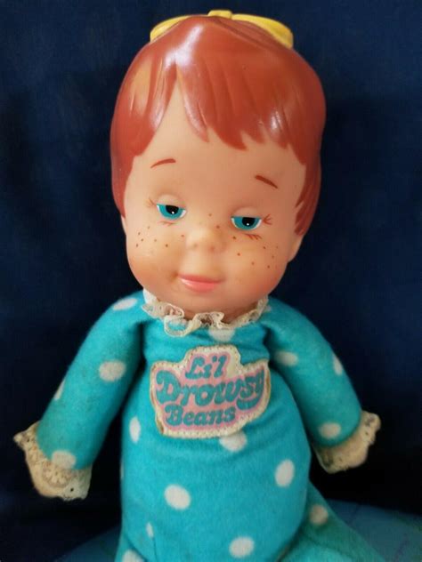 Vintage Mattel Lil Drowsy Beans Doll Blue Polka Dot 1982 3765971097
