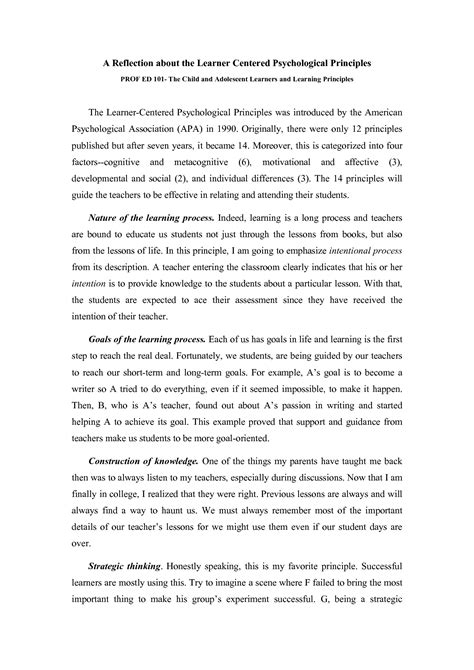 Solution A Reflection About The Learner Centered 57 Off