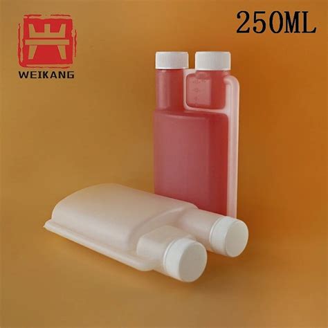 Plastic Laboratory Double Measuring Container Dual Chamber Dosing Bottle Twin Neck Bottle Twin