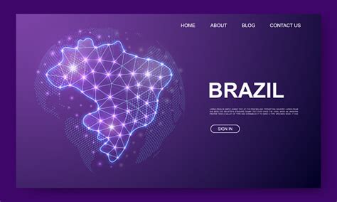 브라질 3d 낮은 폴리 웹 사이트 템플릿입니다 브라질 지도 디자인 그림 개념 웹사이트 디자인을 위한 다각형 국가 지도 기호 브라질에 대한 스톡 벡터 아트 및 기타 이미지