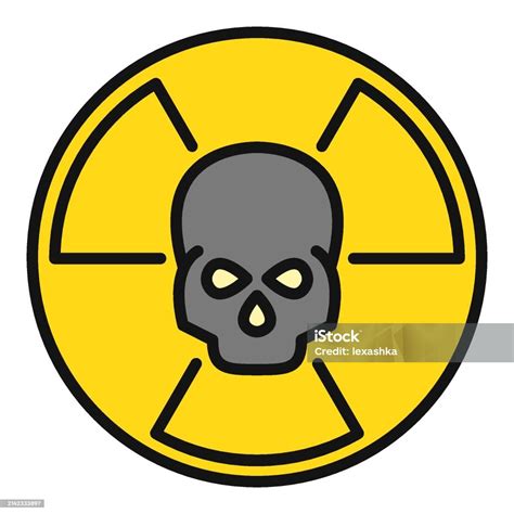 Radiation Symbol With Skull Vector Radiation Colored Icon Or Design Element Stock Illustration