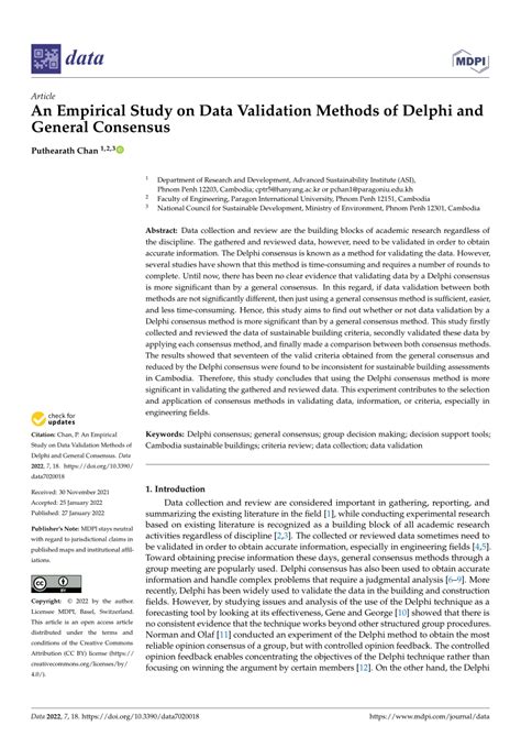 PDF An Empirical Study On Data Validation Methods Of Delphi And General Consensus