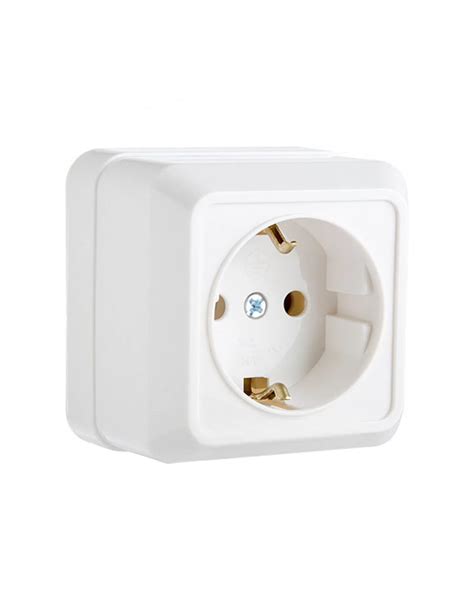 Розетка с заземлением накладная Ip20 Almera белая