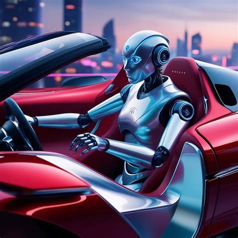 Premium Photo Ai Robot Driving Super Car