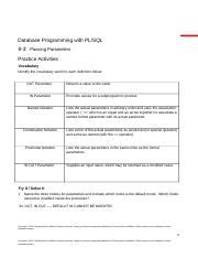 PLSQL 8 3.docx - Database Programming with PL/SQL 8-3: Passing Parameters Practice Activities ...