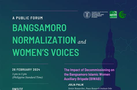 Bangsamoro Normalization And Women S Voices A Public Forum