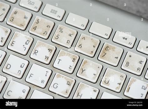 Closeup Very Dirty Computer Keyboard Grimy More Bacteria On Keyboard Stock Photo Alamy