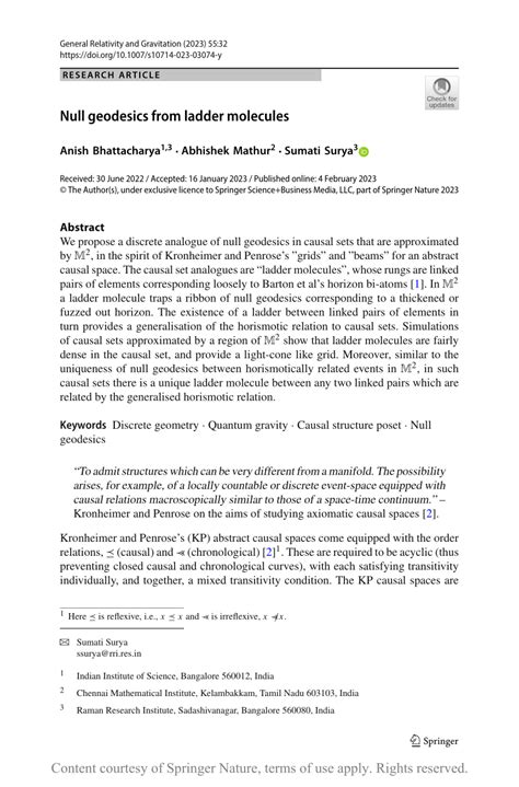 Null Geodesics From Ladder Molecules Request Pdf