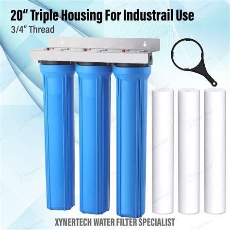 20 Inch Triple Housing Water Filter Anti Broken Casing Heavy Duty