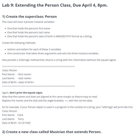 Solved Lab 9 Extending The Person Class Due April 4 8pm