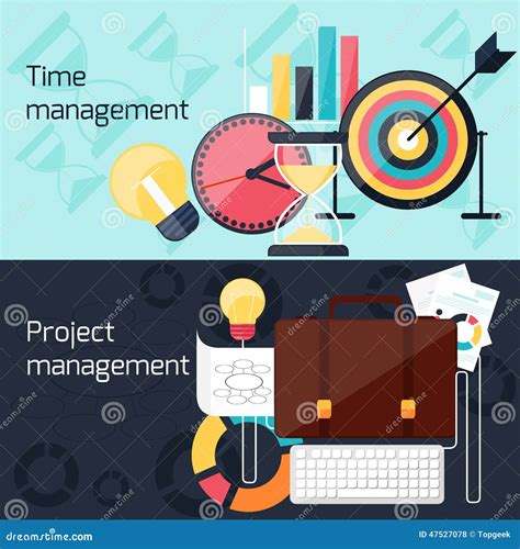 Project And Time Management Flat Design Concept Stock Vector Illustration Of Achieve