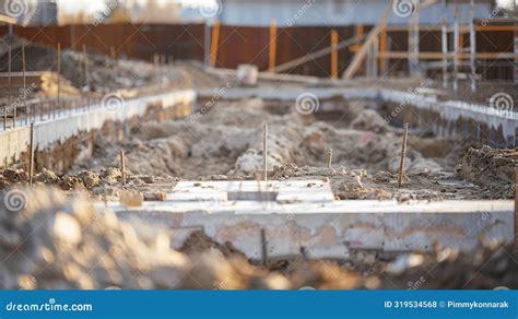 Generative Ai Foundation Layout In A Construction Site Marked In White