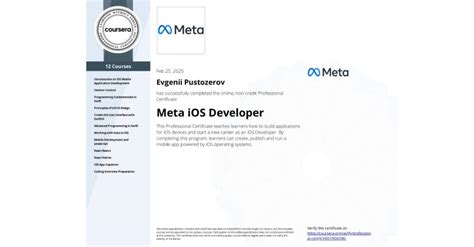I Recently Earned The Meta Ios Developer Certification On Coursera