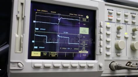 Display Of Modern Grey Digital Oscilloscope With Stock Footage Video Of Analyzer Closeup