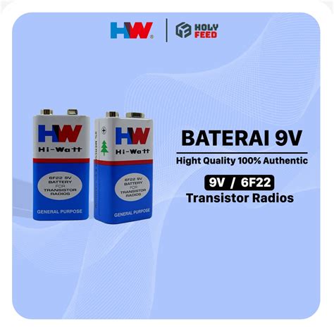 Jual Baterai 9v Battery 9 Volt Baterai Kotak Merk HW HI Watt Shopee Indonesia
