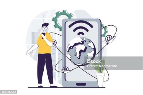 웹을 위한 플랫 디자인에서 사람들 장면이 있는 이메일 서비스 개념 남자는 모바일 응용 프로그램의 연락처와 온라인 통신을