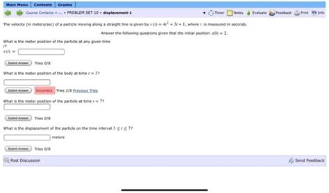 Solved Timer Notes Evaluate Feedback Print Info Main Menu