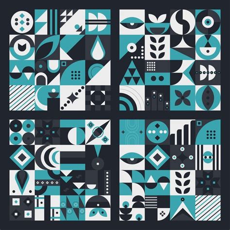 Premium Vector Set Abstract Geometric Pattern Design In Modern Style Vector Illustration