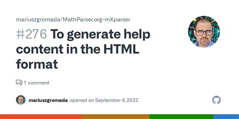 to generate help content in the html format · issue 276