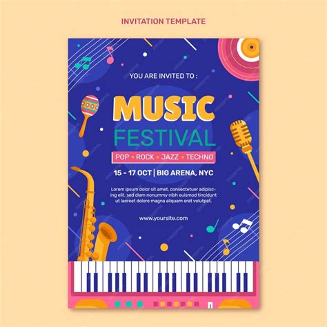 음악 축제 초대장 템플릿 무료 벡터