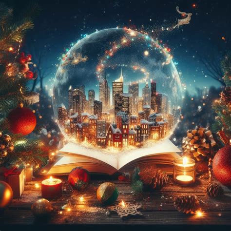 Navidad M Gica De Cuento De Hadas Y Antecedentes De A O Nuevo Con Bal N De Vidrio De Libro Con