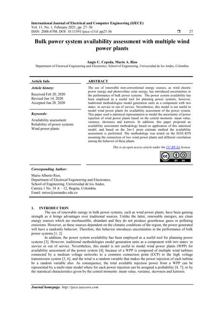 bulk power system availability assessment with multiple wind power