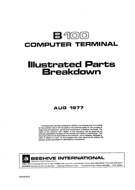B100 Computer Terminal Illustrated Parts Breakdown Manual